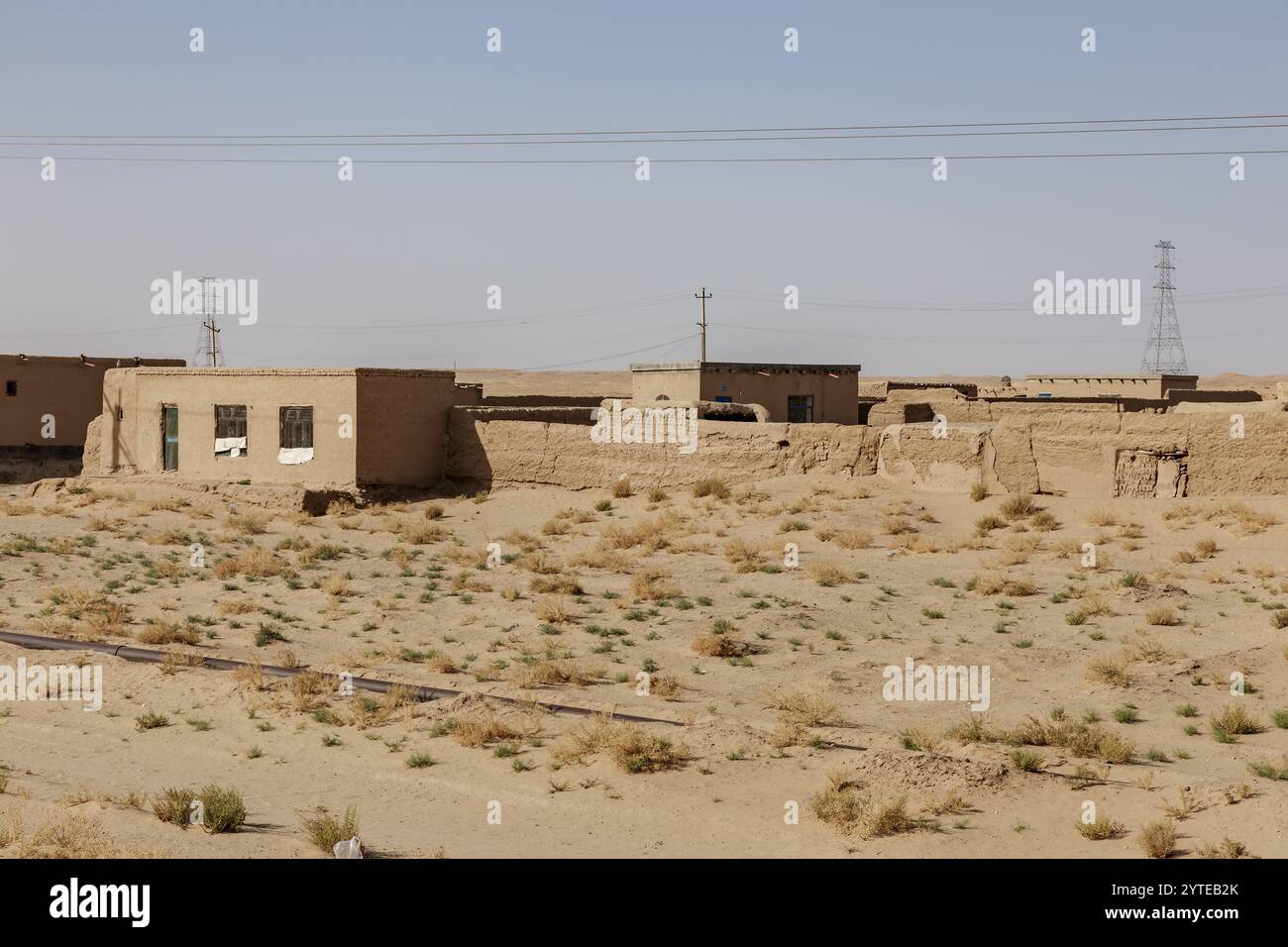 Traditional houses stand in a barren landscape of Sheberghan Jowzjan ...