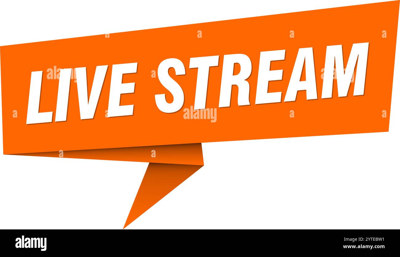 live stream banner. live stream speech bubble, label, sticker, ribbon ...