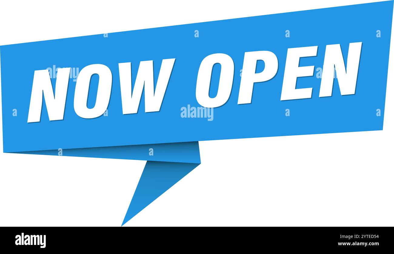 now open banner. now open speech bubble, label, sticker, ribbon, sign ...