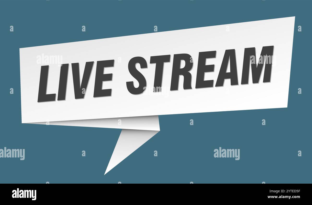 live stream banner. live stream speech bubble, label, sticker, ribbon ...