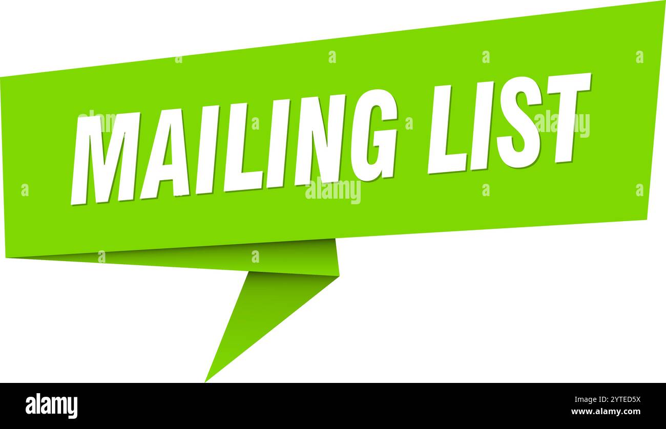 mailing list banner. mailing list speech bubble, label, sticker, ribbon ...