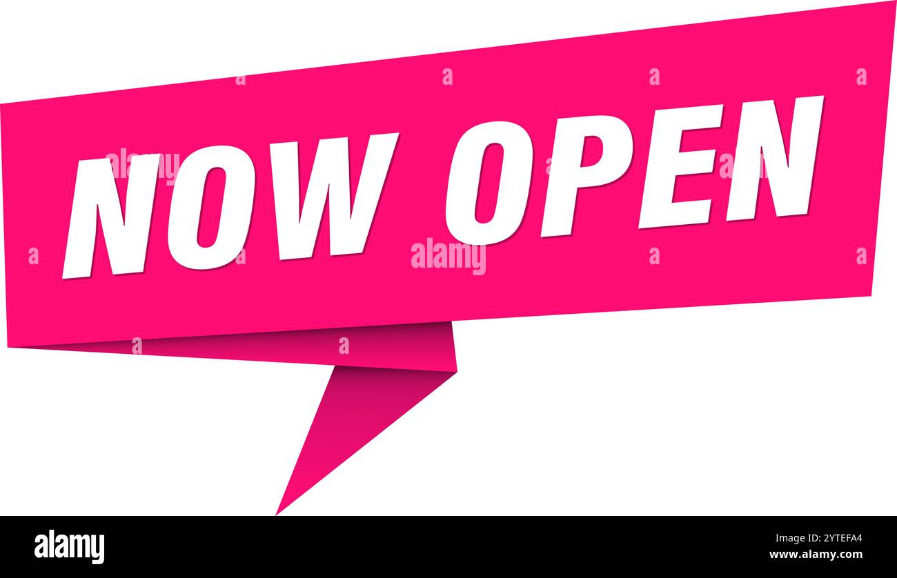 now open banner. now open speech bubble, label, sticker, ribbon, sign ...