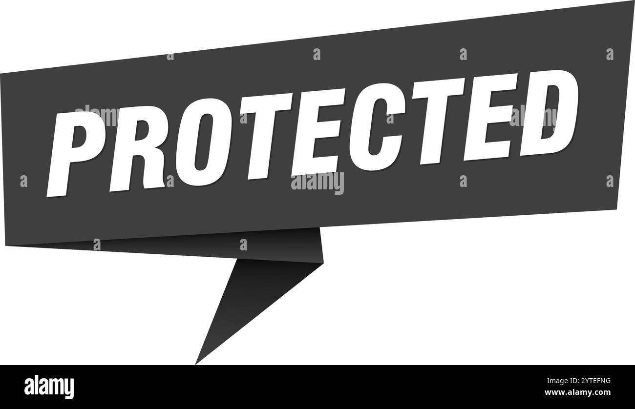 protected banner. protected speech bubble, label, sticker, ribbon, sign ...