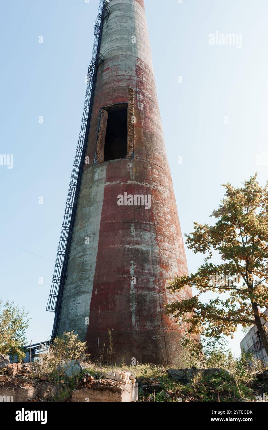 Majestic Abandoned Chimney Amidst Nature's Resurgence Stock Photo - Alamy