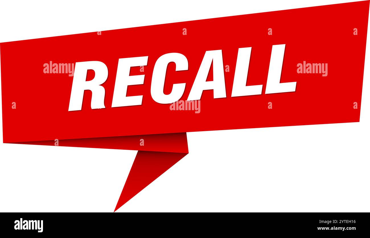 recall banner. recall speech bubble, label, sticker, ribbon, sign ...