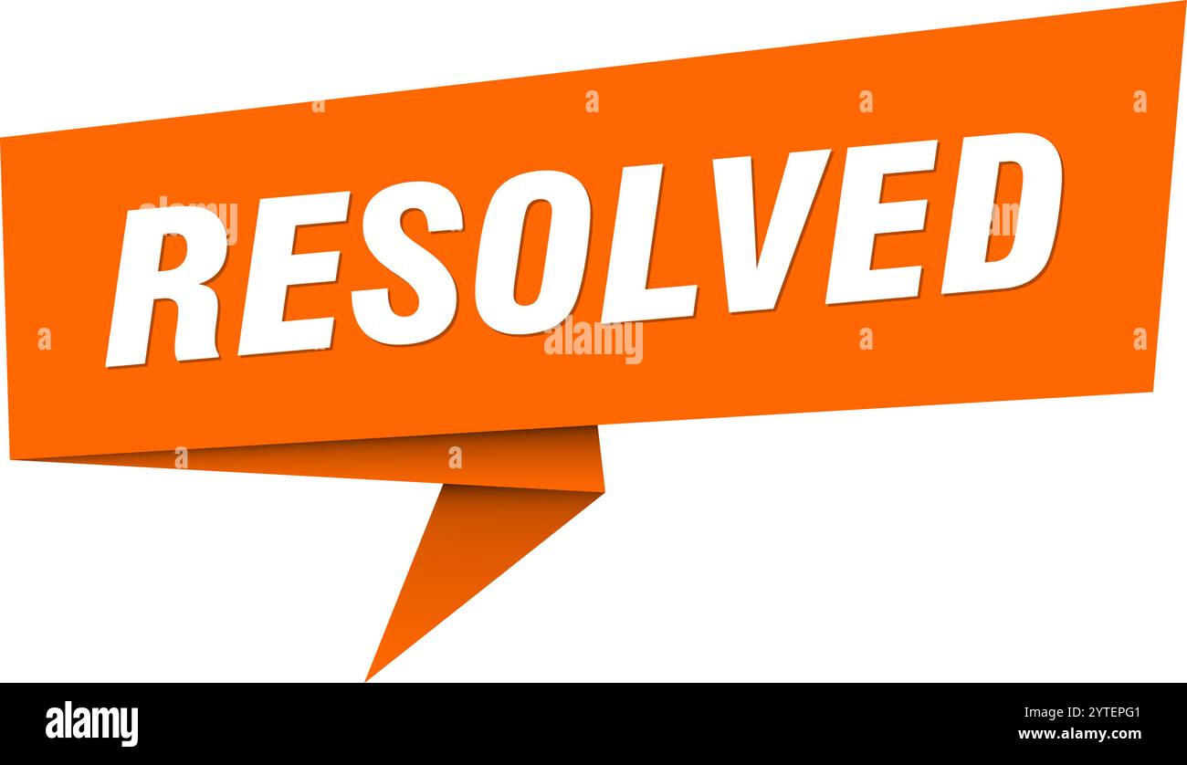 resolved banner. resolved speech bubble, label, sticker, ribbon, sign ...