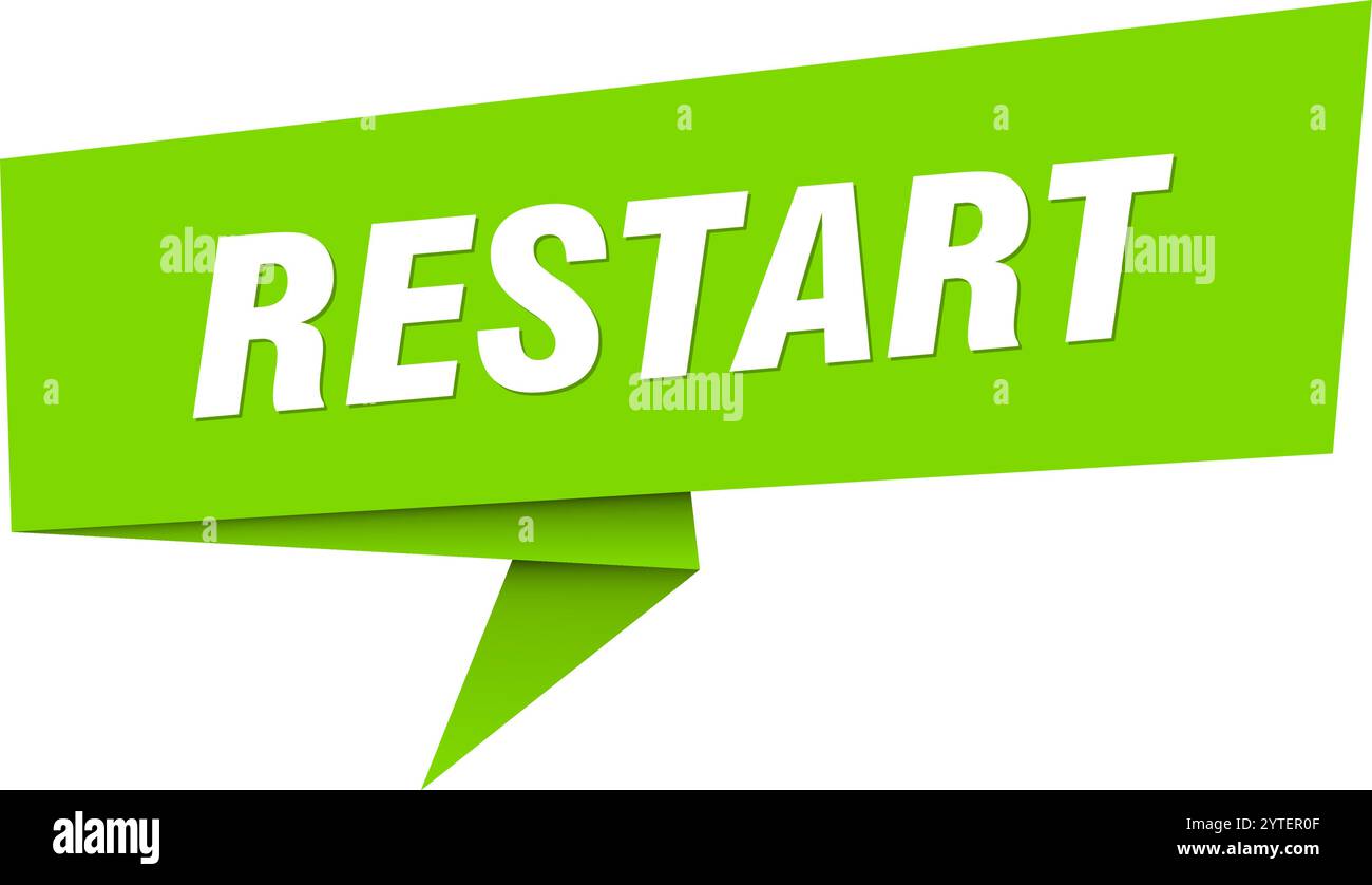 restart banner. restart speech bubble, label, sticker, ribbon, sign ...