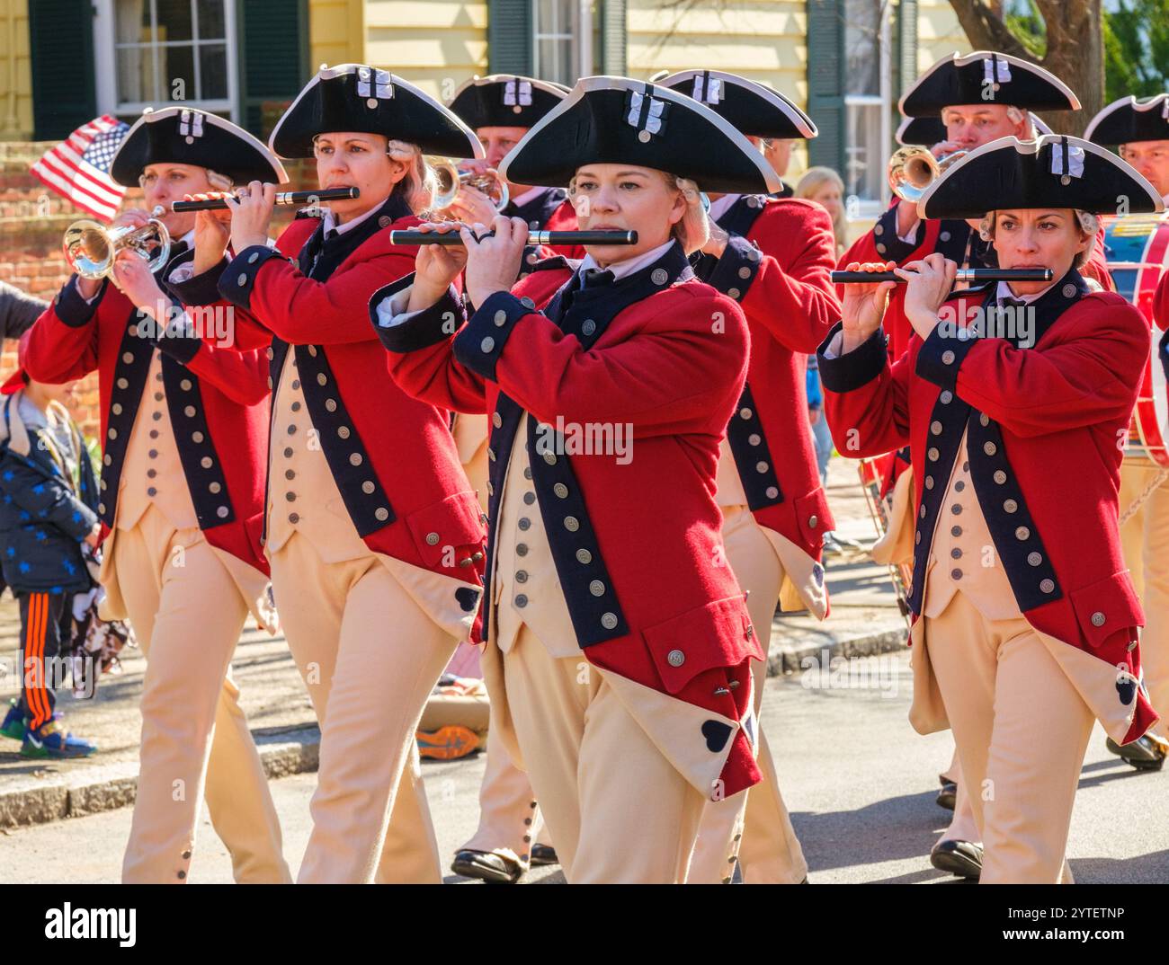 Alexandria, Virginia, USA. Women Fife Players in Band in Revolutionary ...