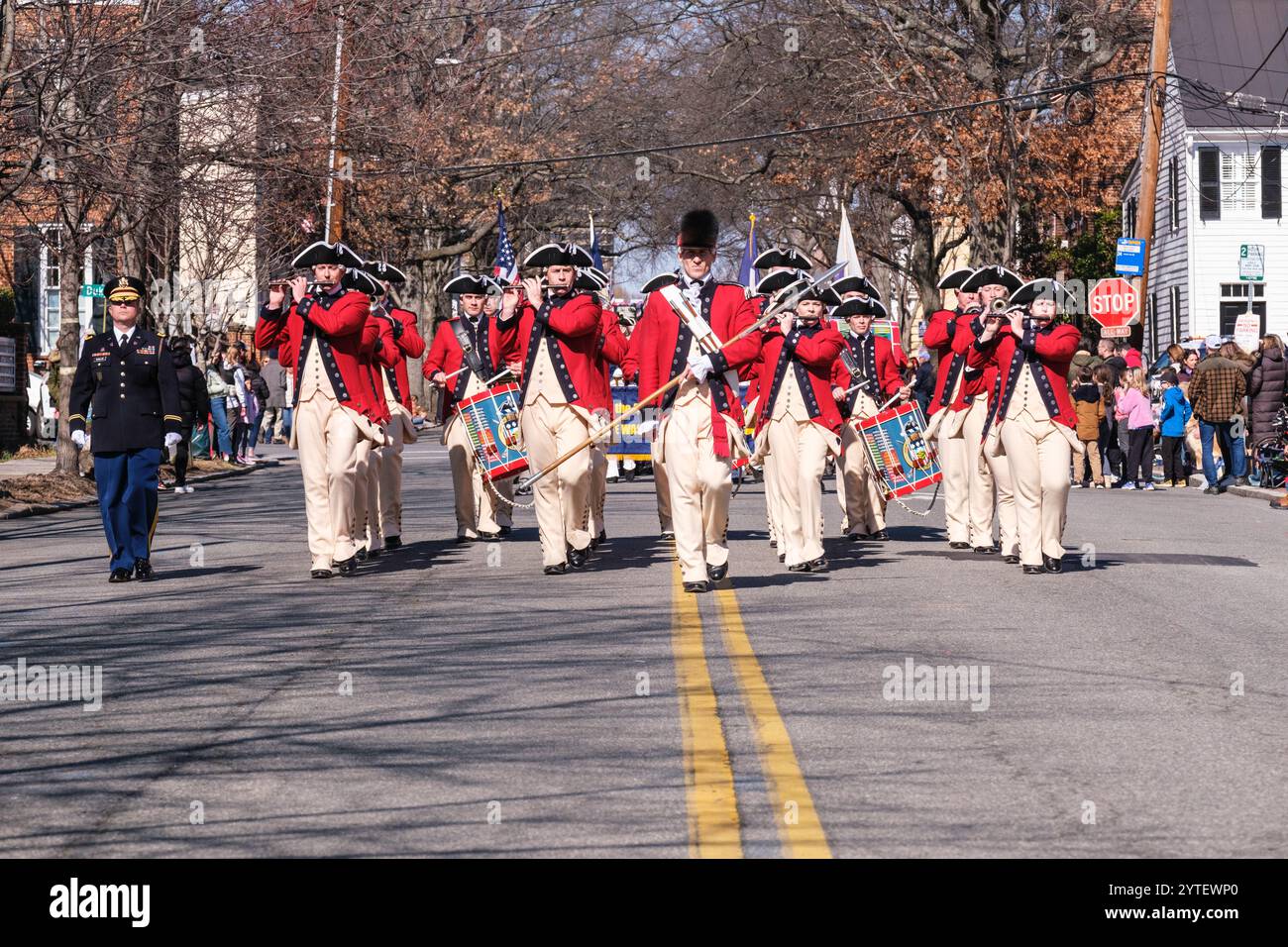 Alexandria, Virginia, USA. Fife and Drum Players in Parade Honoring ...