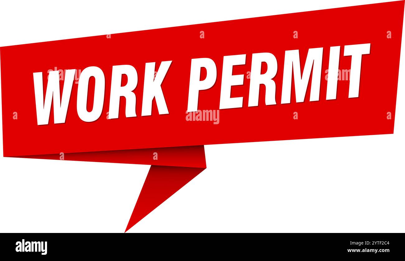 work permit banner. work permit speech bubble, label, sticker, ribbon ...
