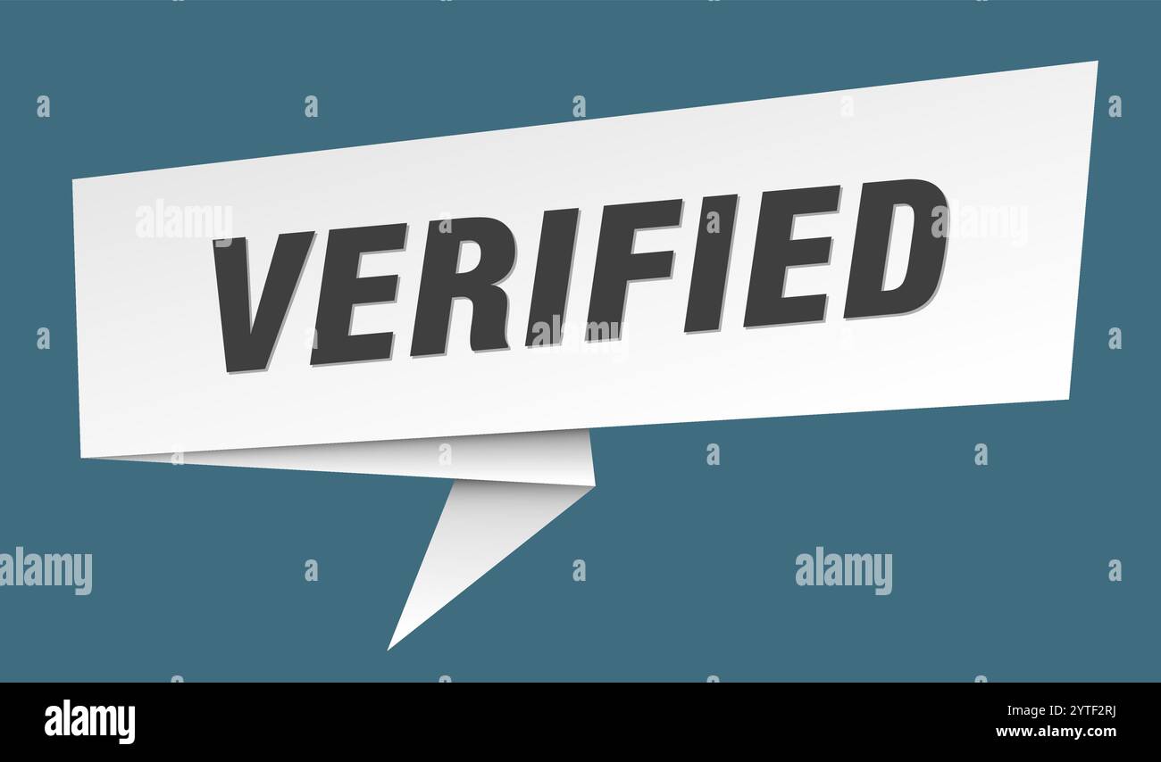 verified banner. verified speech bubble, label, sticker, ribbon, sign ...