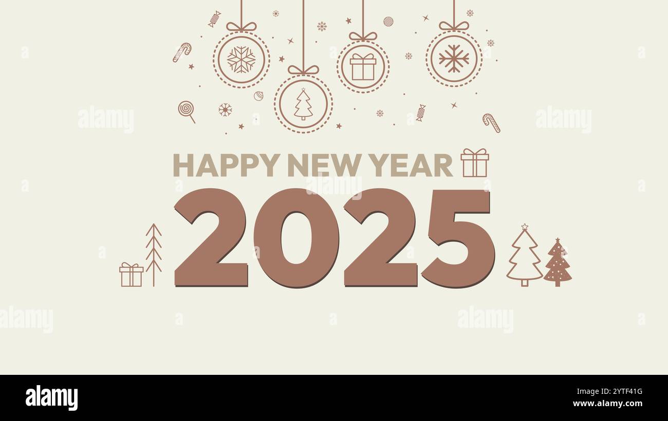 Happy New Year 2025 Greeting Card, Vector illustration Stock Vector ...