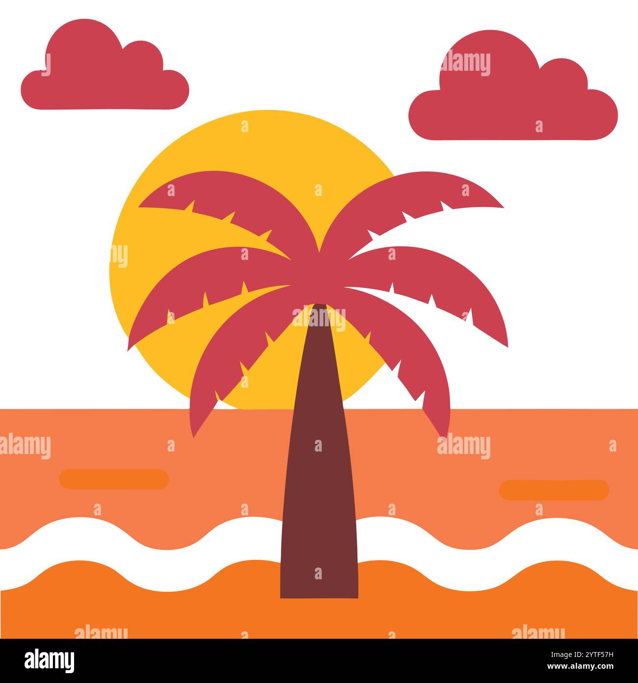 A Palm Tree by the River Vector Illustration Tropical Nature Graphic ...