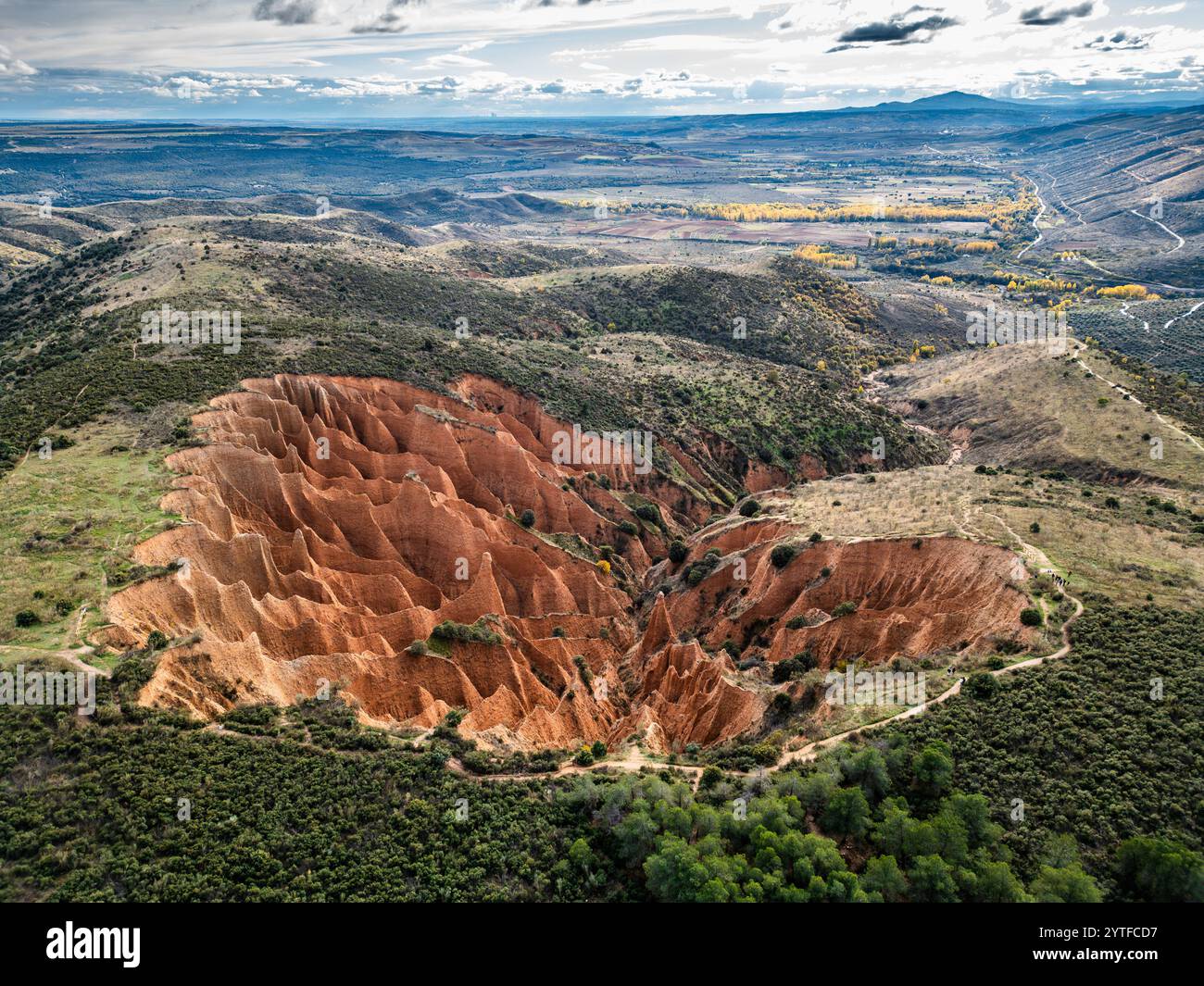 red sand and clay mountains Las Carcavas by Madrid, eroded badlands ...