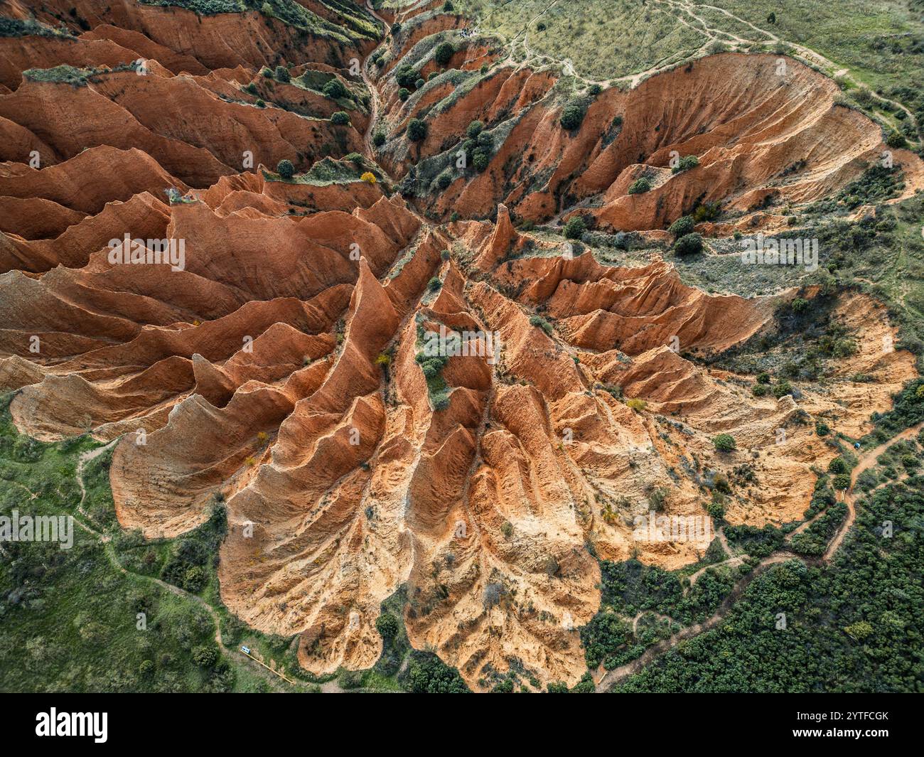 red sand and clay mountains Las Carcavas by Madrid, eroded badlands ...