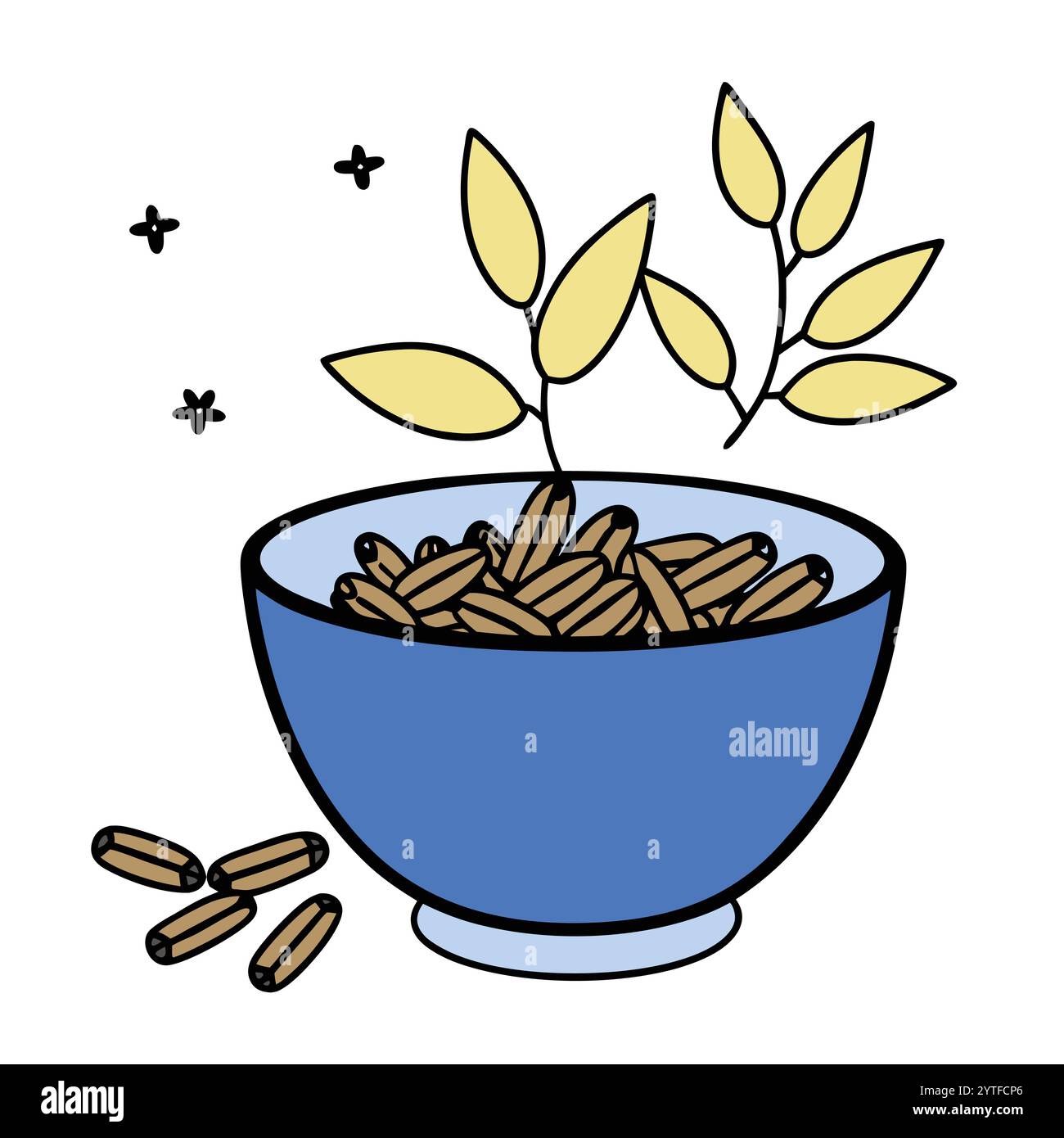 Stylized Bowl of Cumin Seeds with Cumin Plant Background Vector ...