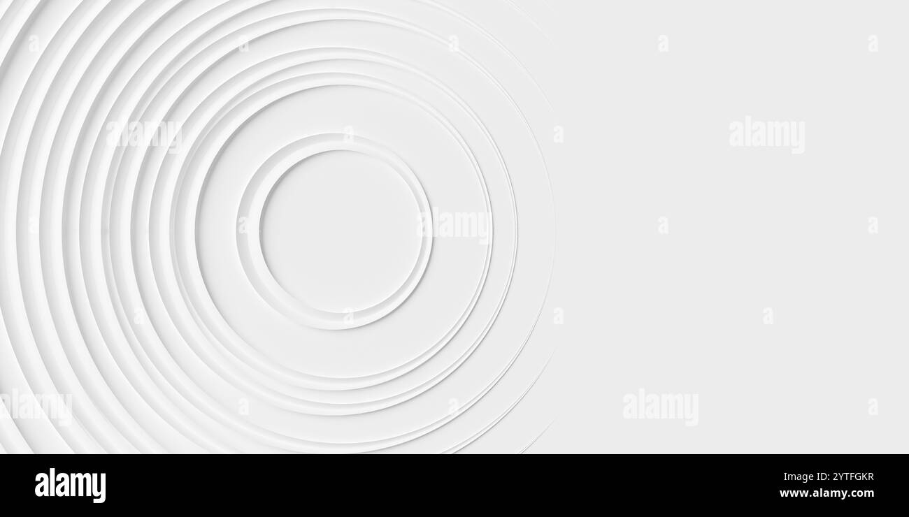 Many concentric random offset white rings or circles background ...