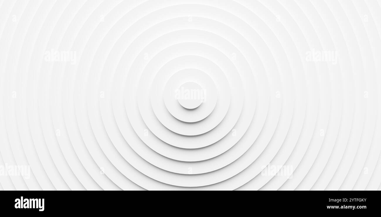 Concentric linear increasing offset white rings or circles steps ...