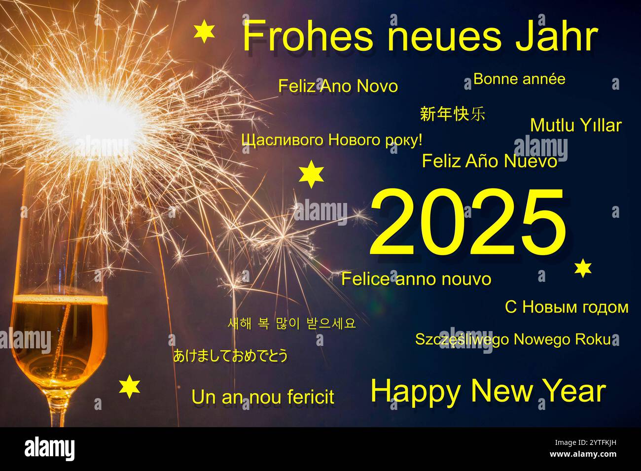Frohes neues Jahr 2025: Silvestergrüße in verschiedenen Sprachen *** Happy New Year 2025 New ...