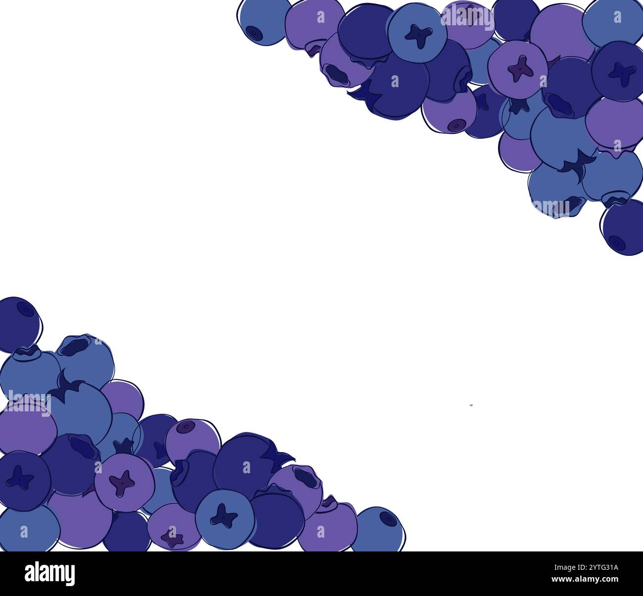 graphic outline style fresh blueberry frame illustration. vector ...