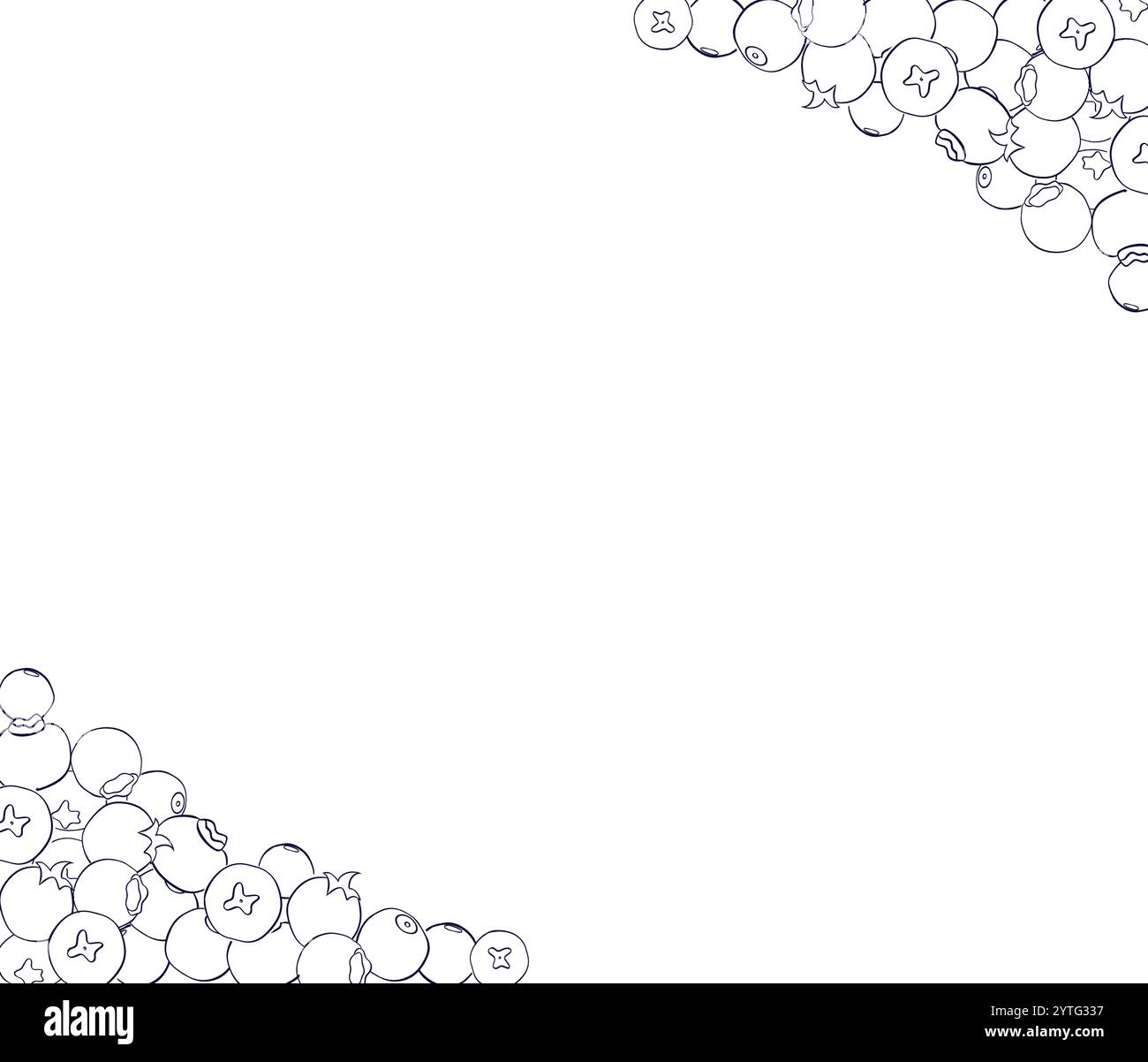 Berries graphic line frame template. Vector Banner of blueberries. Hand ...