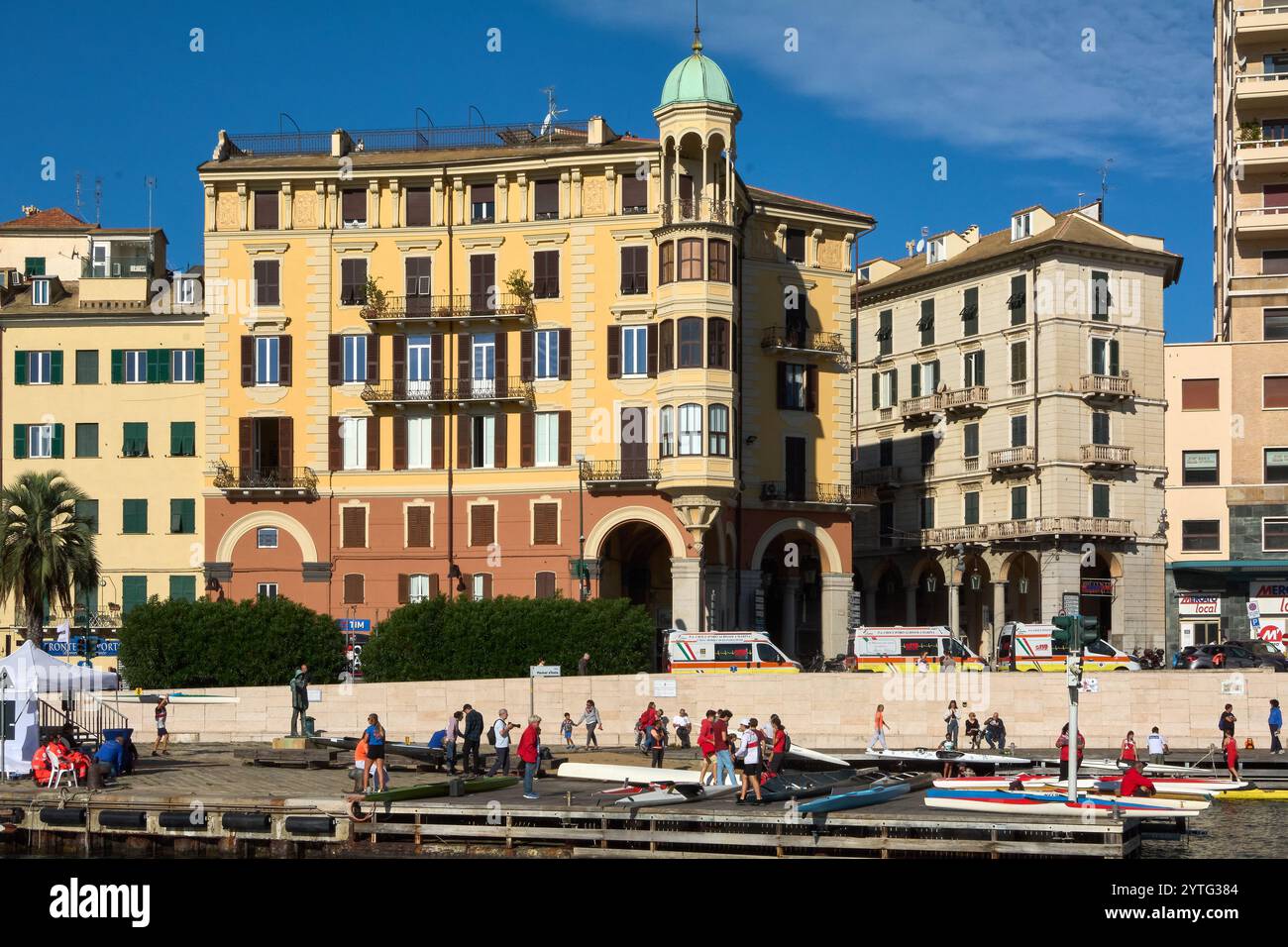 Savona. Italia - December 07, 2024: The picturesque waterfront of ...