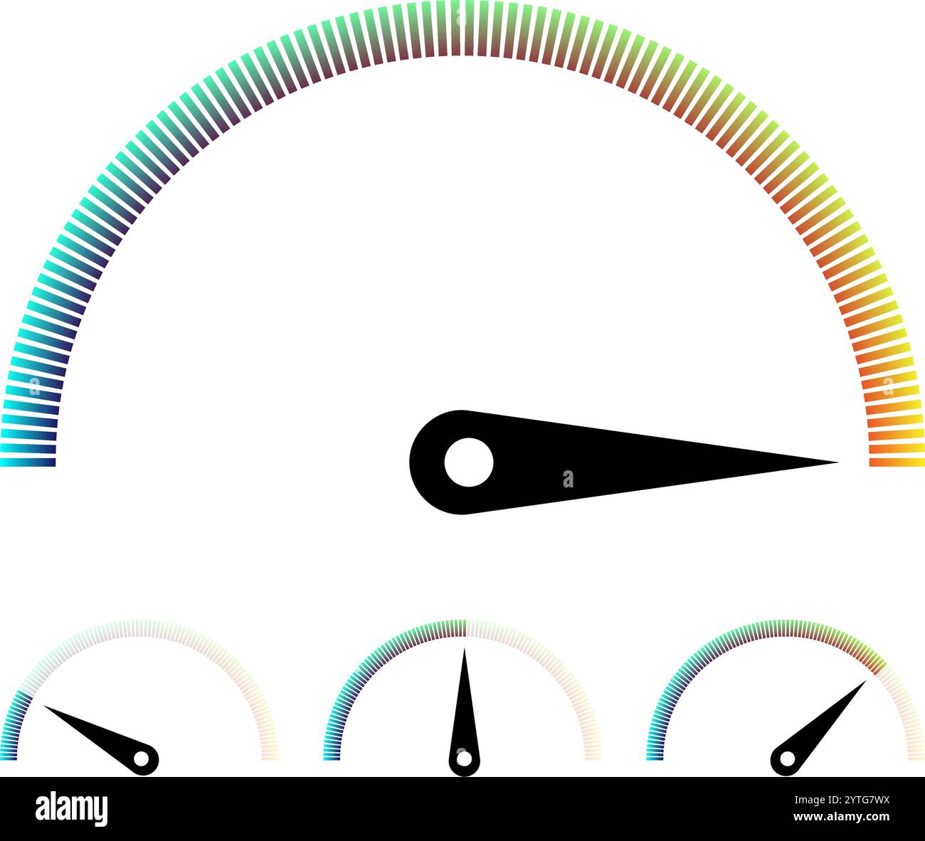 set of gauge meter icons. speedometer, tachymeter, percentage, scale ...