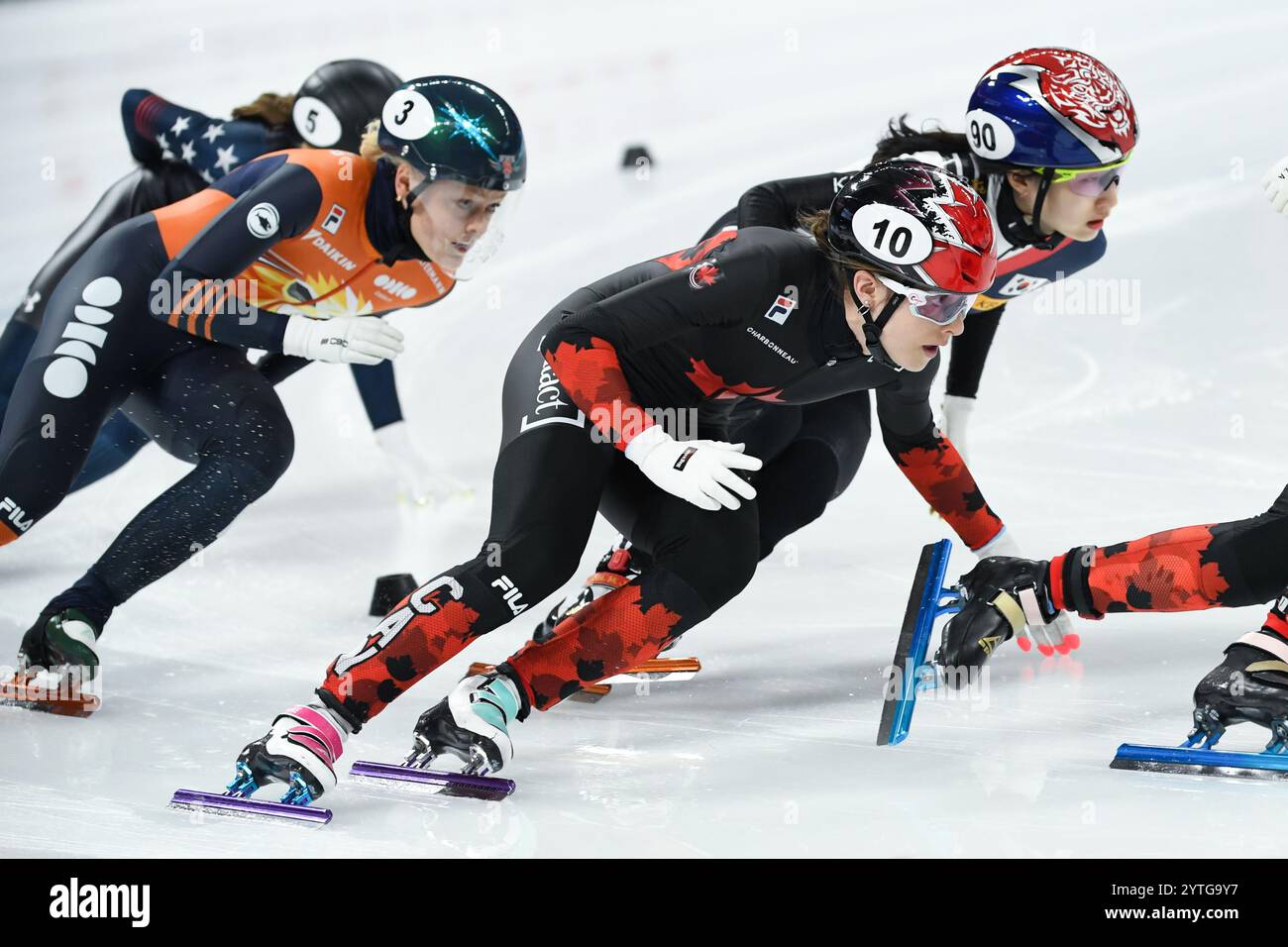 Beijing, China. 7th Dec, 2024. Danae Blais (C) of Canada competes ...