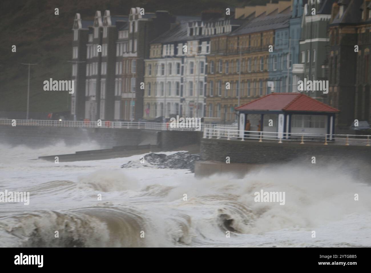 Aberystwyth Wales UK weather December 7th 2024 storm DARRAGH batters ...