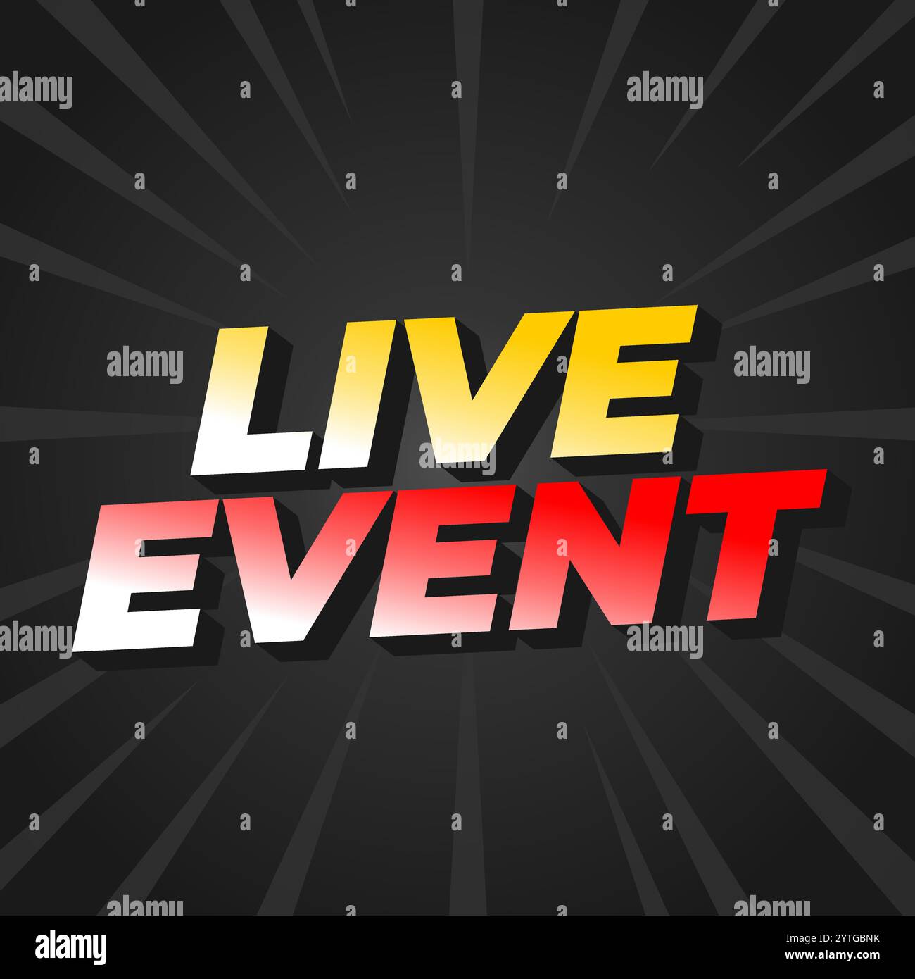 Live event. Text effect design in bold fonts with 3D effect. yellow red color Stock Vector Image ...