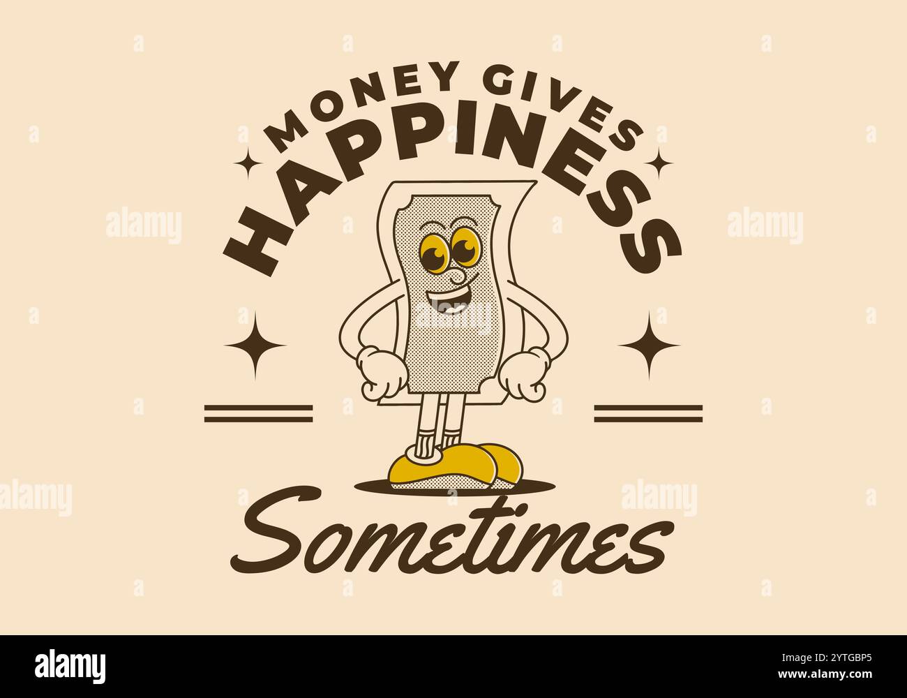 money gives happiness, sometimes. Money mascot character in standing ...