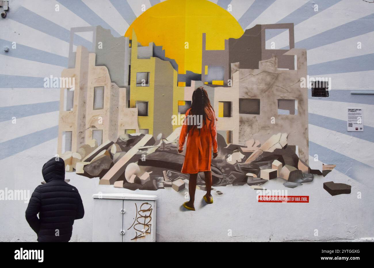 London, UK. 7th December 2024. A mural by Neil Burton outside Euston ...