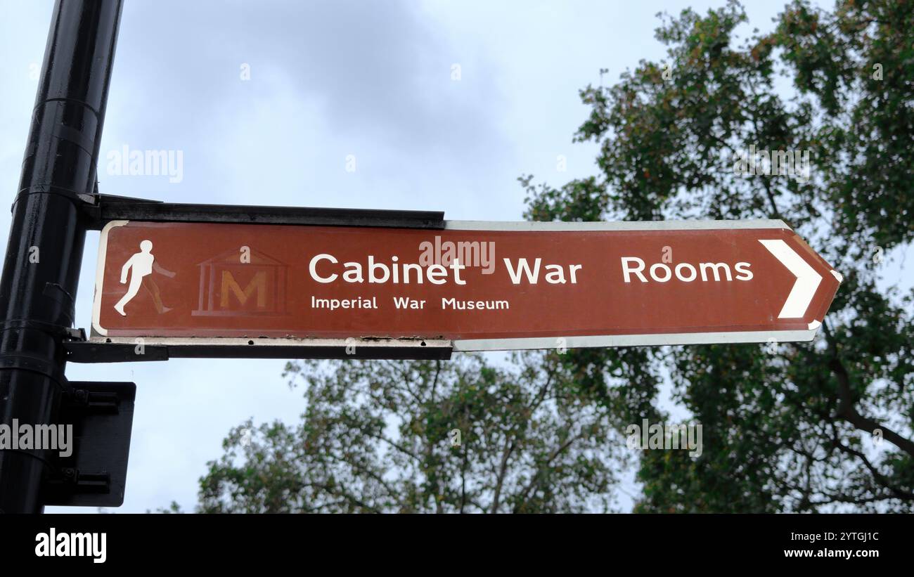 Cabinet War Rooms known today as Churchill War Rooms sign in London, UK ...