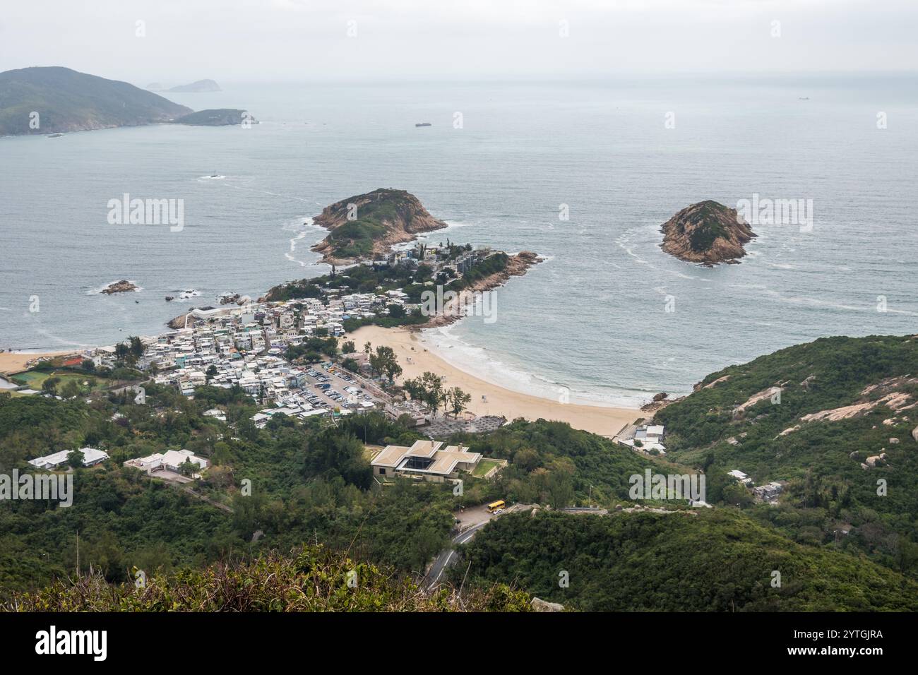 A Coastal Town from Dragons Back Hike, Shek O Peak, Hong Kong Stock ...