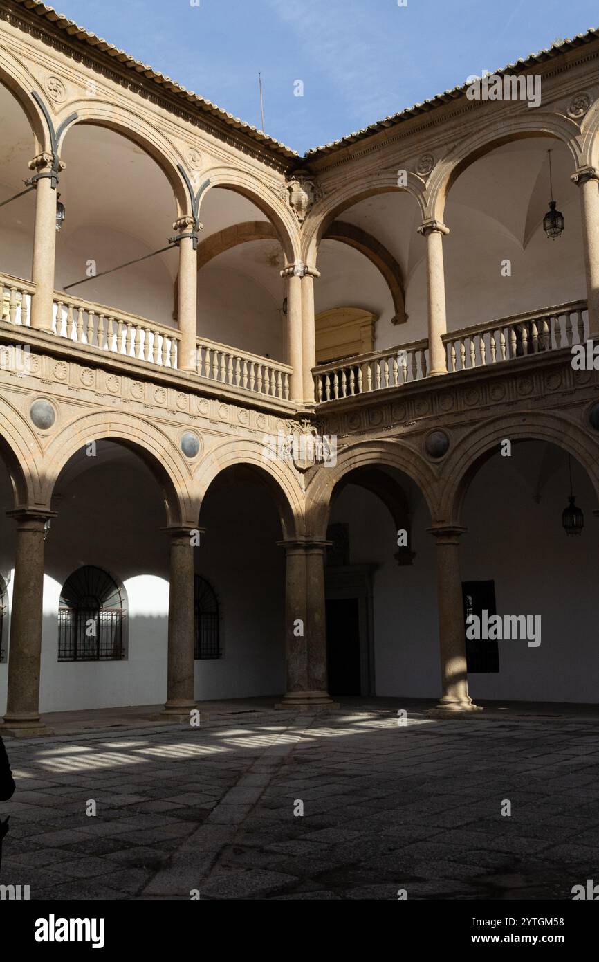Elegant columns of the Hospital de Tavera in Toledo, Spain, showcasing ...