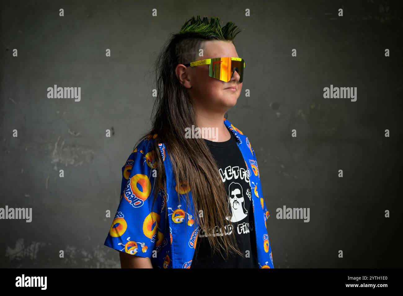 Contestant seen posing for photos during the Mullet Fest Grand Final ...