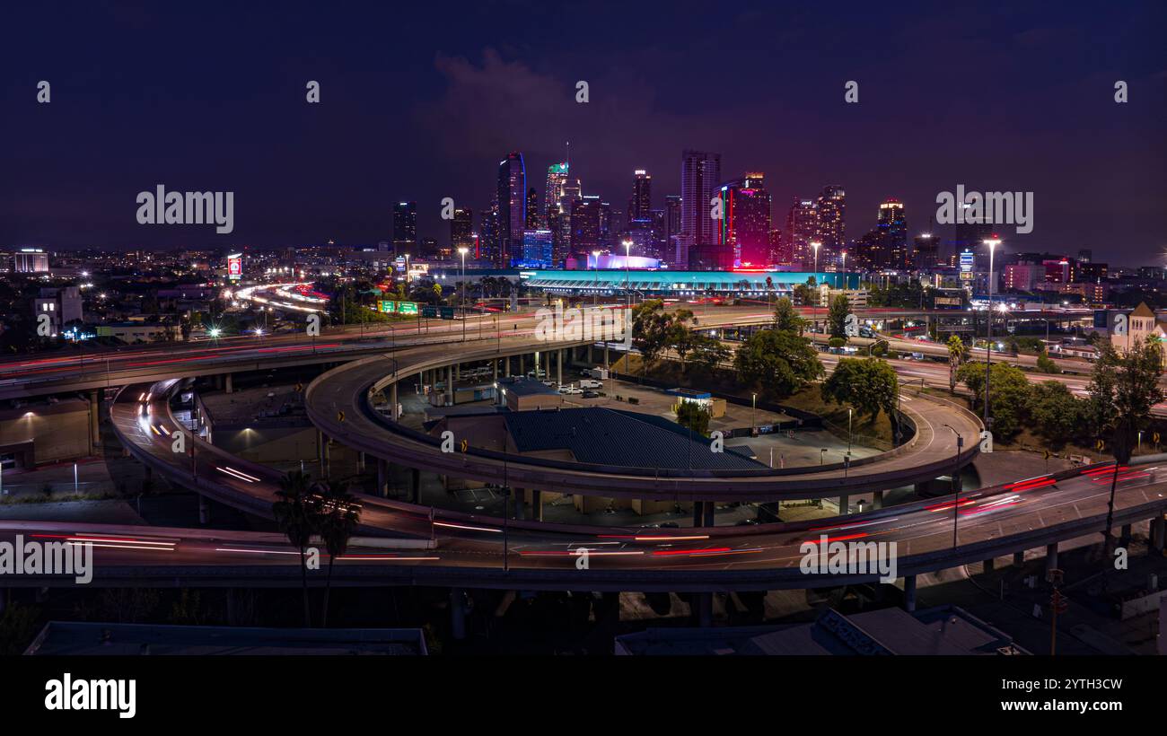 JANUARY 2024, LOS ANGELES, CA. - aerial view of LA Skyline & Convention ...