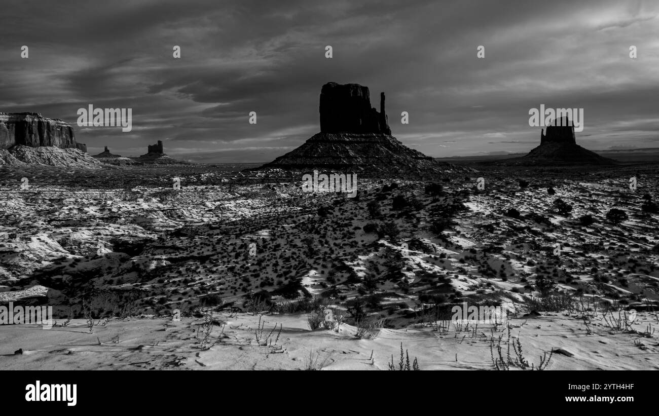 JANUARY, 2024 - MONUMENT VALLEY UTAH - winter storm on red rocks of ...