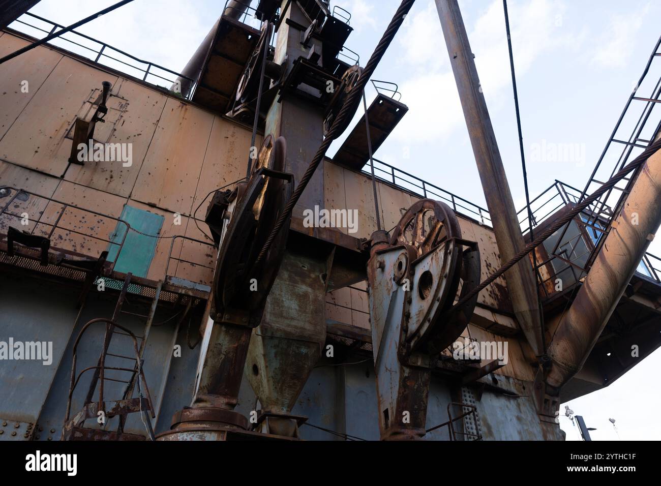 Industrial Machinery Undershot Perspective with Rusty Equipment Stock ...