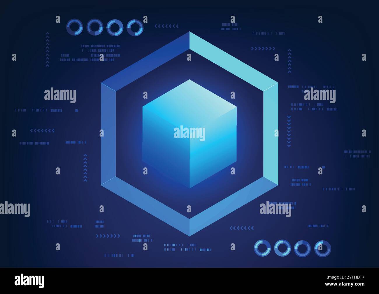 Abstract technology background with screen with square boxes and ...