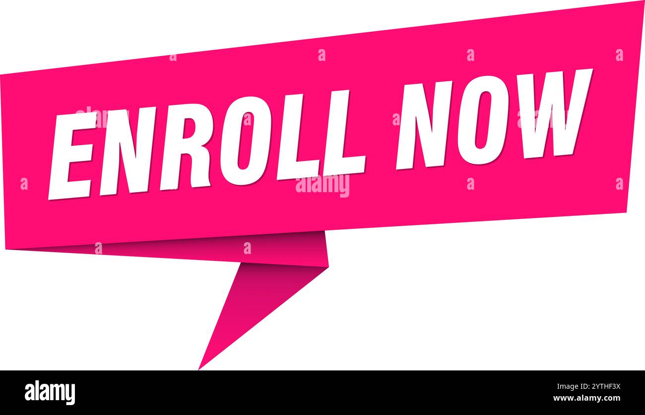 enroll now banner. enroll now speech bubble, label, sticker, ribbon ...