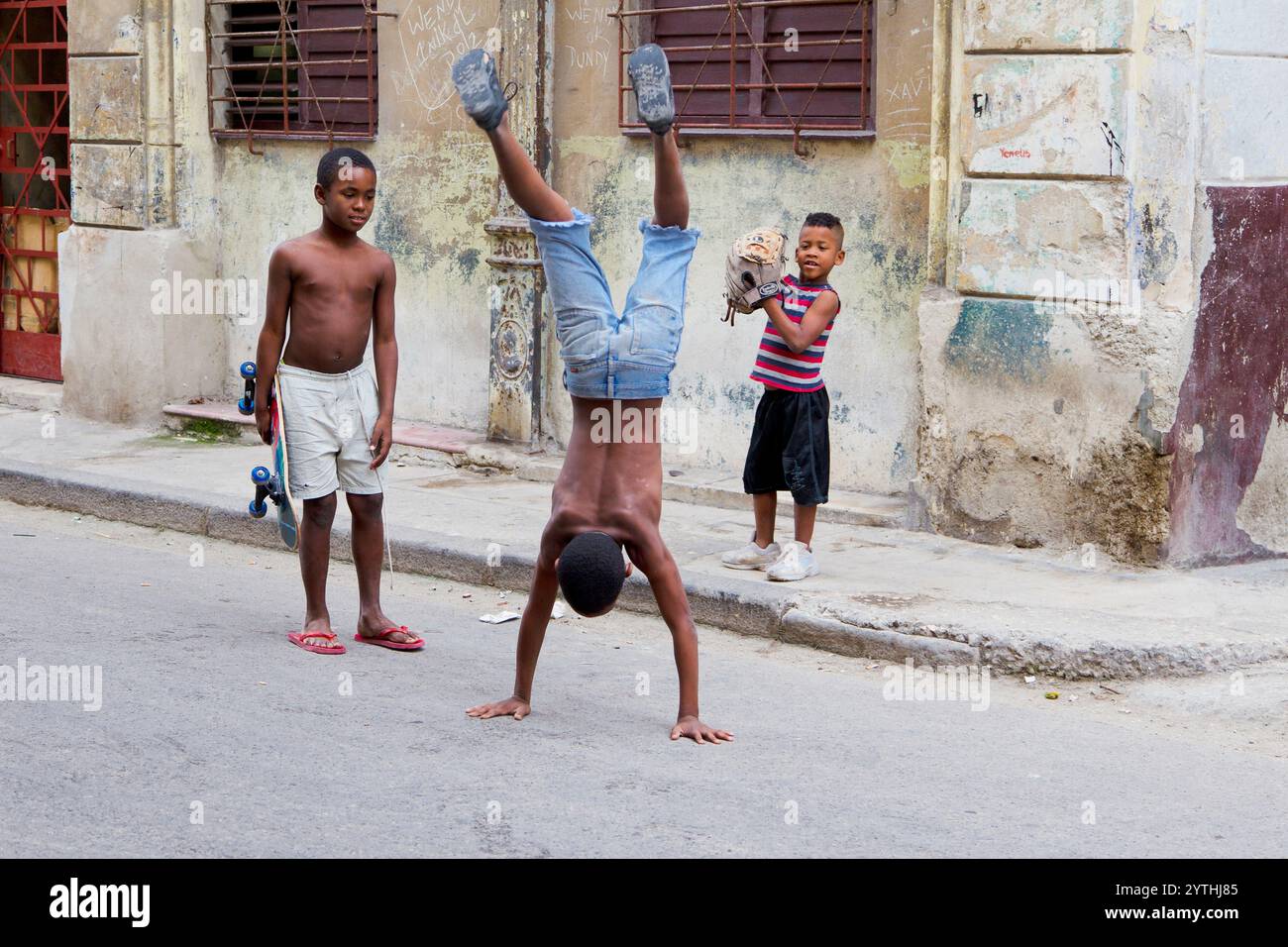 Cuban boys play on the street of Havana, Cuba Stock Photo - Alamy