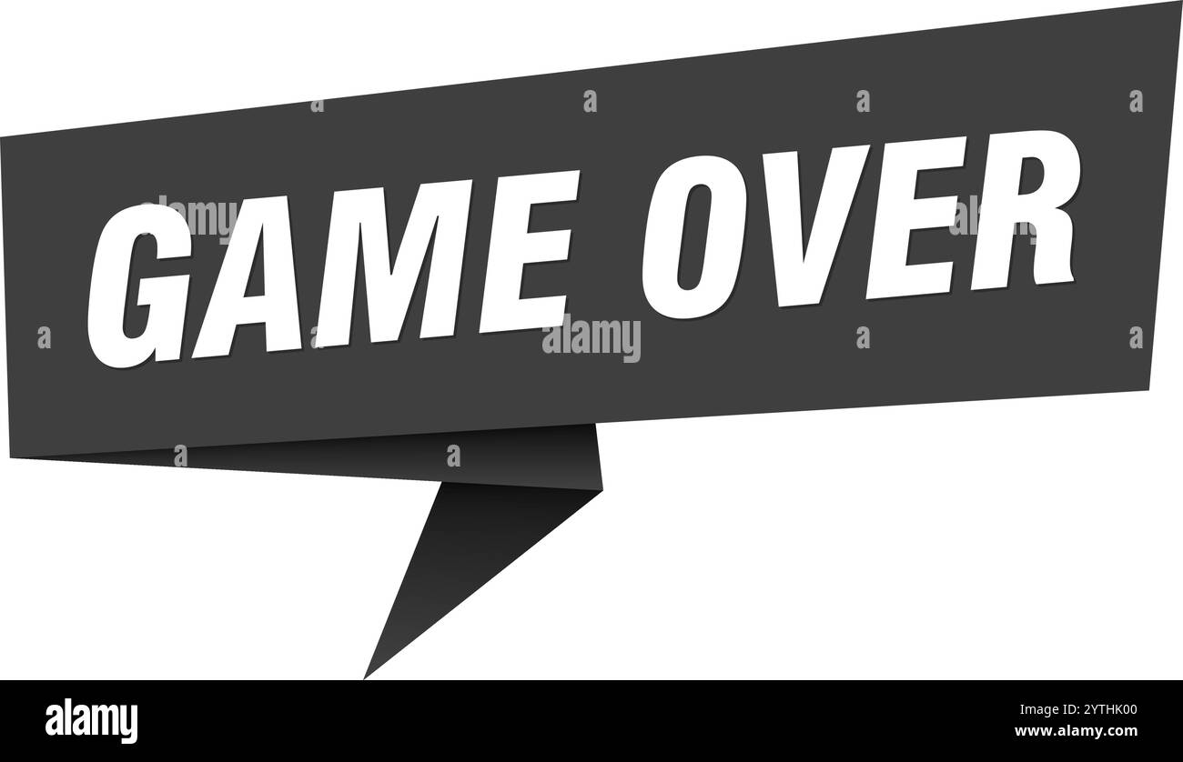 game over banner. game over speech bubble, label, sticker, ribbon, sign ...