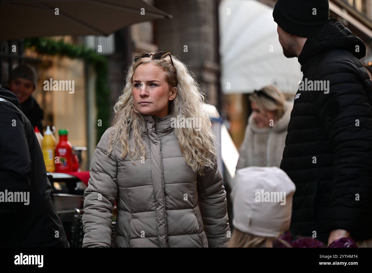 Helsingborg, Skåne, Sweden. December 1 2024. Christmas market. People ...