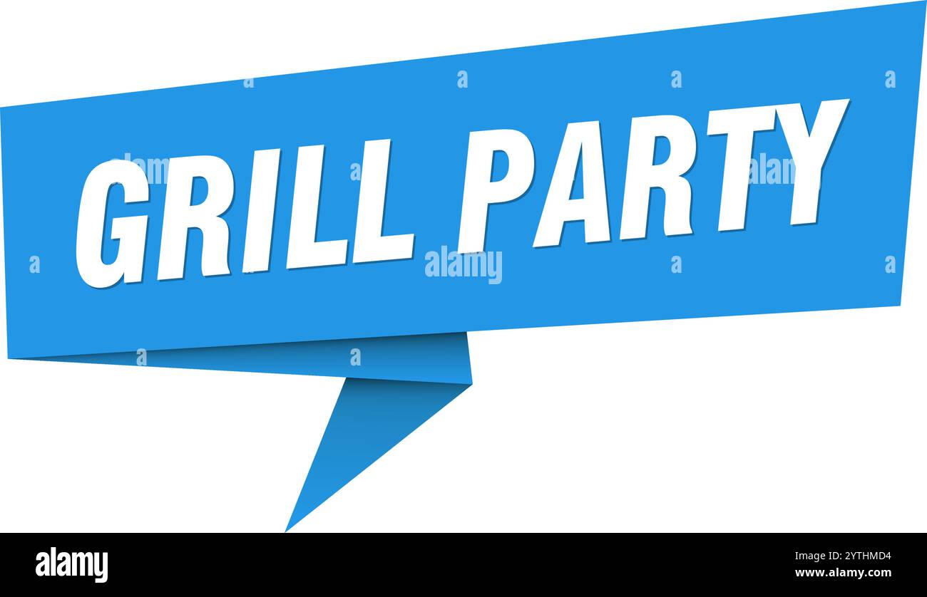 grill party banner. grill party speech bubble, label, sticker, ribbon ...