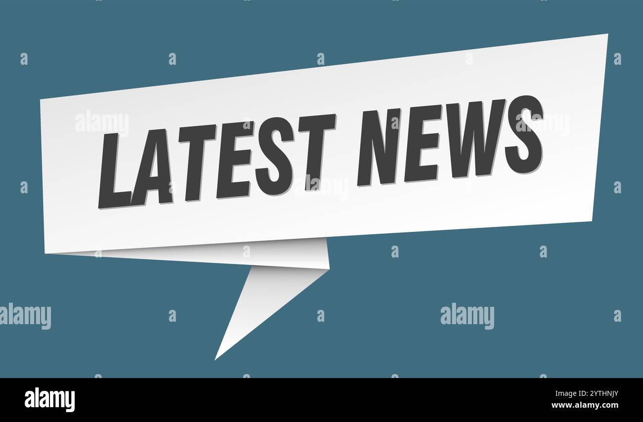 latest news banner. latest news speech bubble, label, sticker, ribbon ...