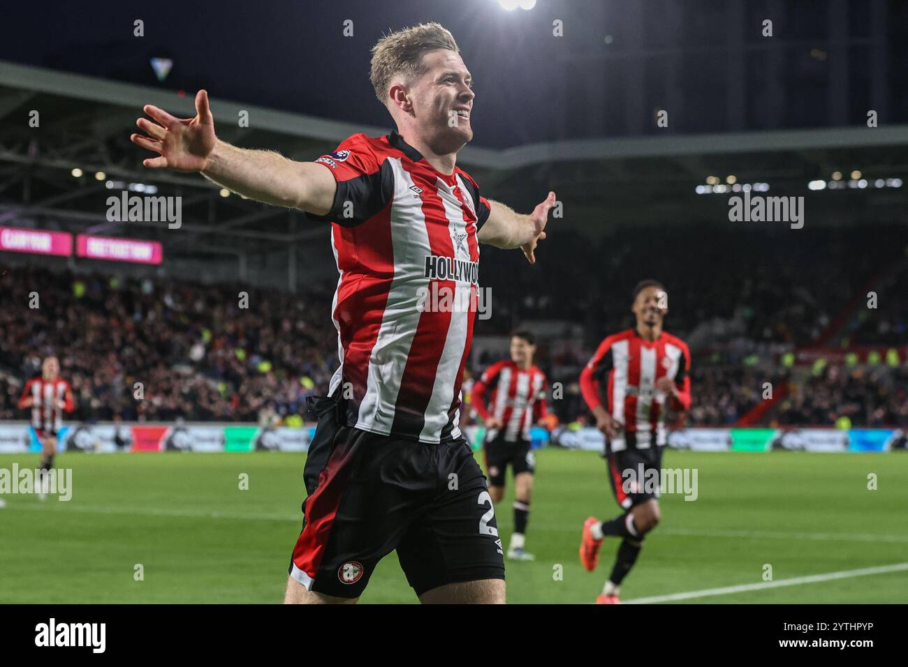 Nathan Collins of Brentford celebrates his goal to make it 3-2 during ...