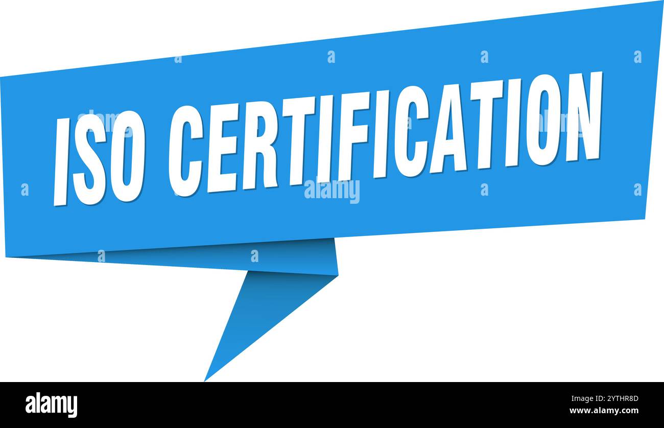 iso certification banner. iso certification speech bubble, label ...