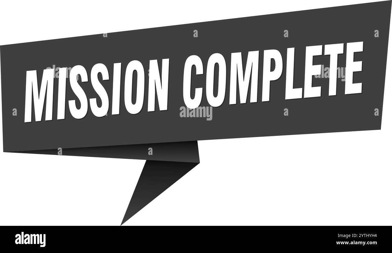 mission complete banner. mission complete speech bubble, label, sticker ...