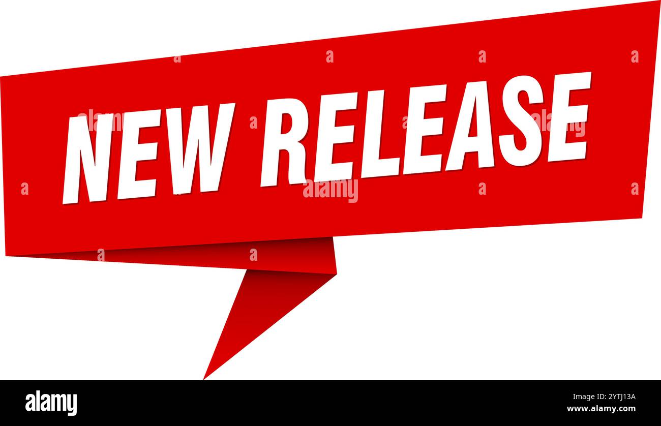 new release banner. new release speech bubble, label, sticker, ribbon ...